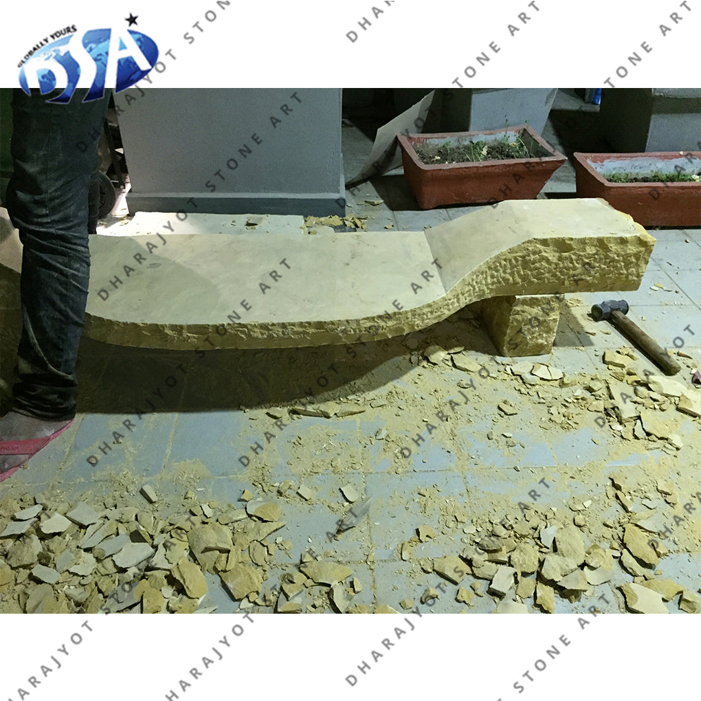 Custom Grey Granite Curved Stone Bench – Dharajyot Stone Art