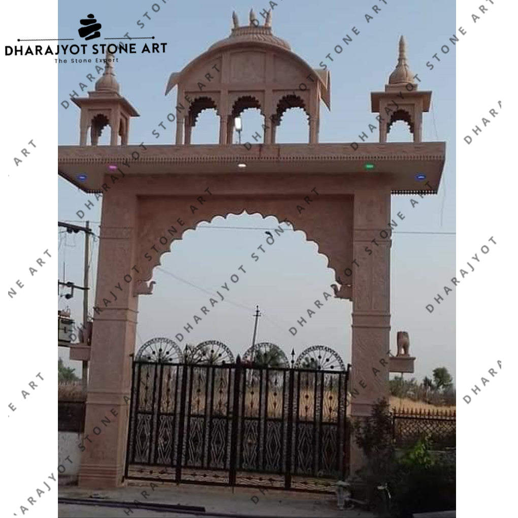 Palace Style Handcrafted Stone Entrance Gate – Dharajyot Stone Art