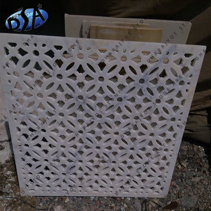 Squad White Marble Jali Screen – Dharajyot Stone Art