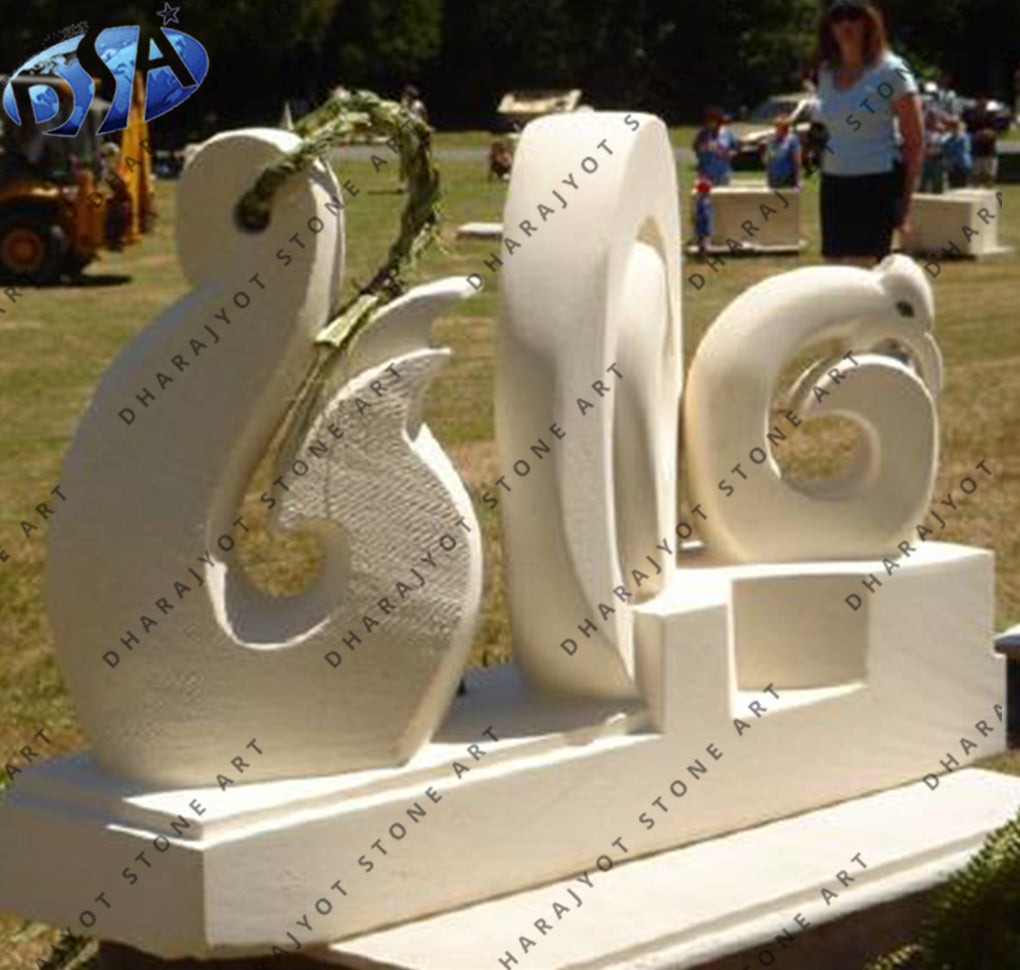 Outdoor White Marble Handicraft Modern Art – Dharajyot Stone Art