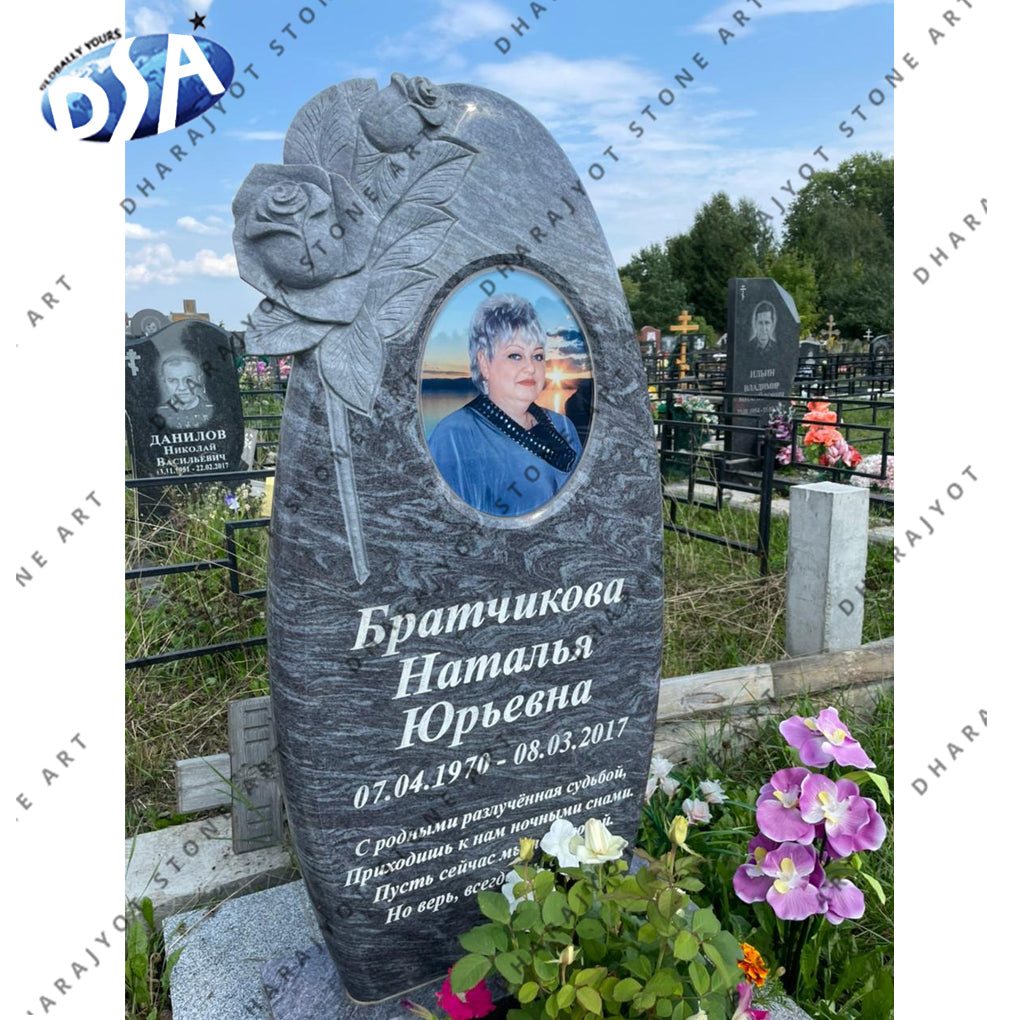 Black Memorial Granite Headstone Monument – Dharajyot Stone Art