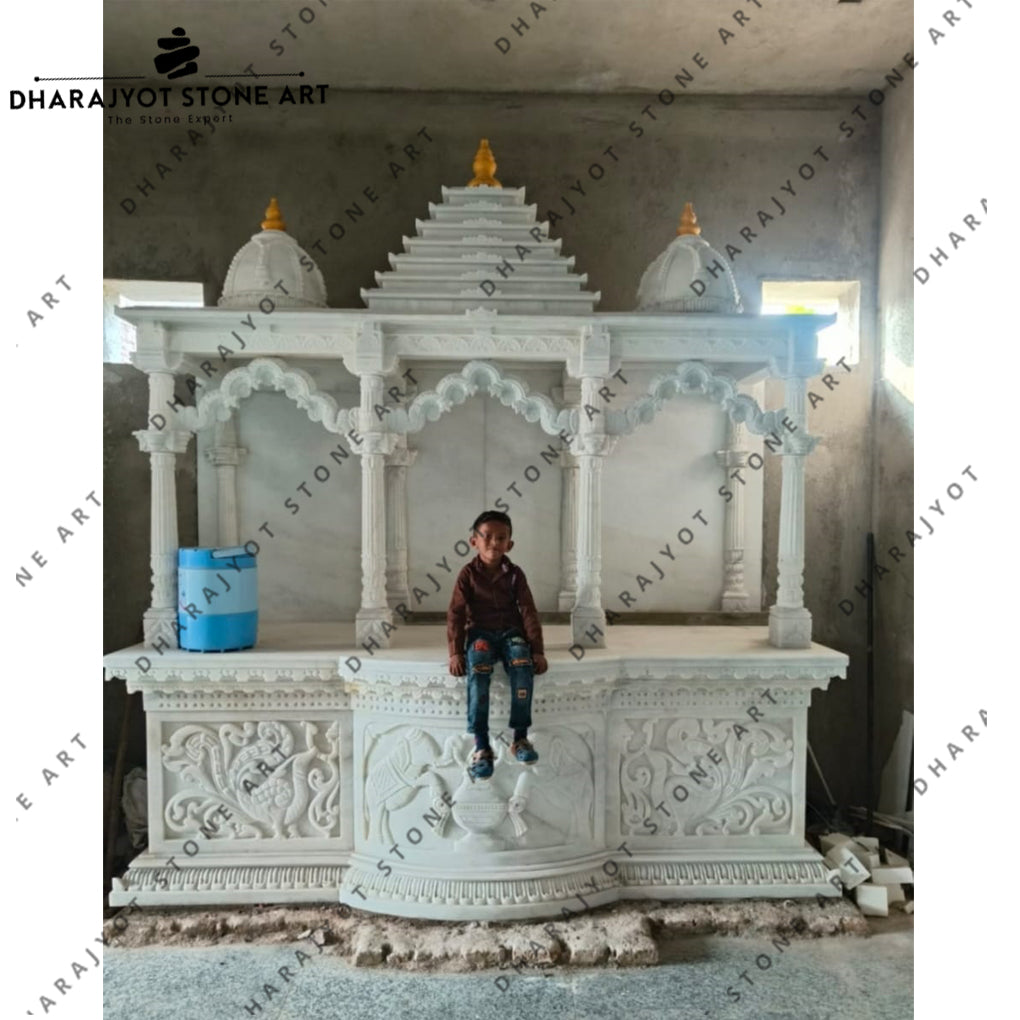 Hand Carved White Marble Polish Mandir For Home Designer Temple ...