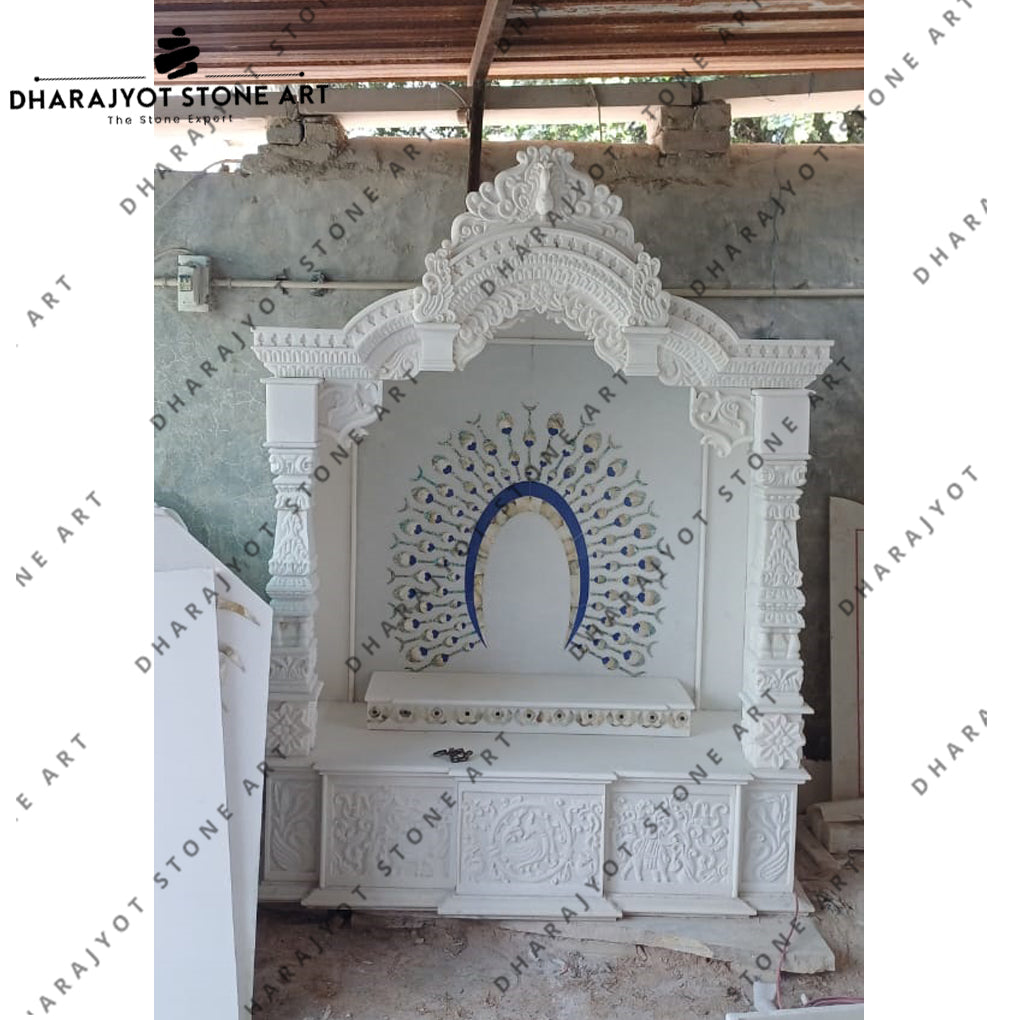 Home Traditional Handcarved Marble Puja Mandir – Dharajyot Stone Art