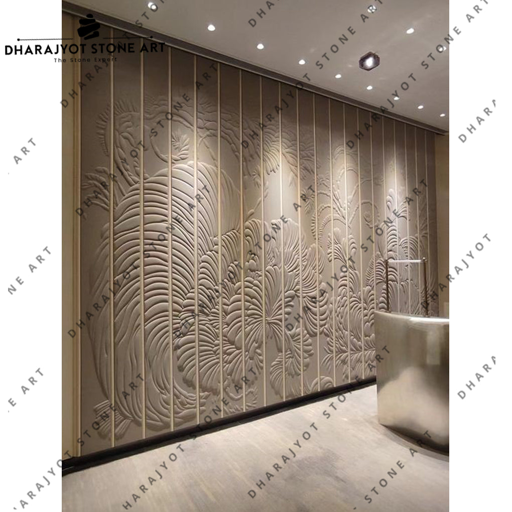 Luxury Abstract Botanical Stone Wall Mural – Dharajyot Stone Art