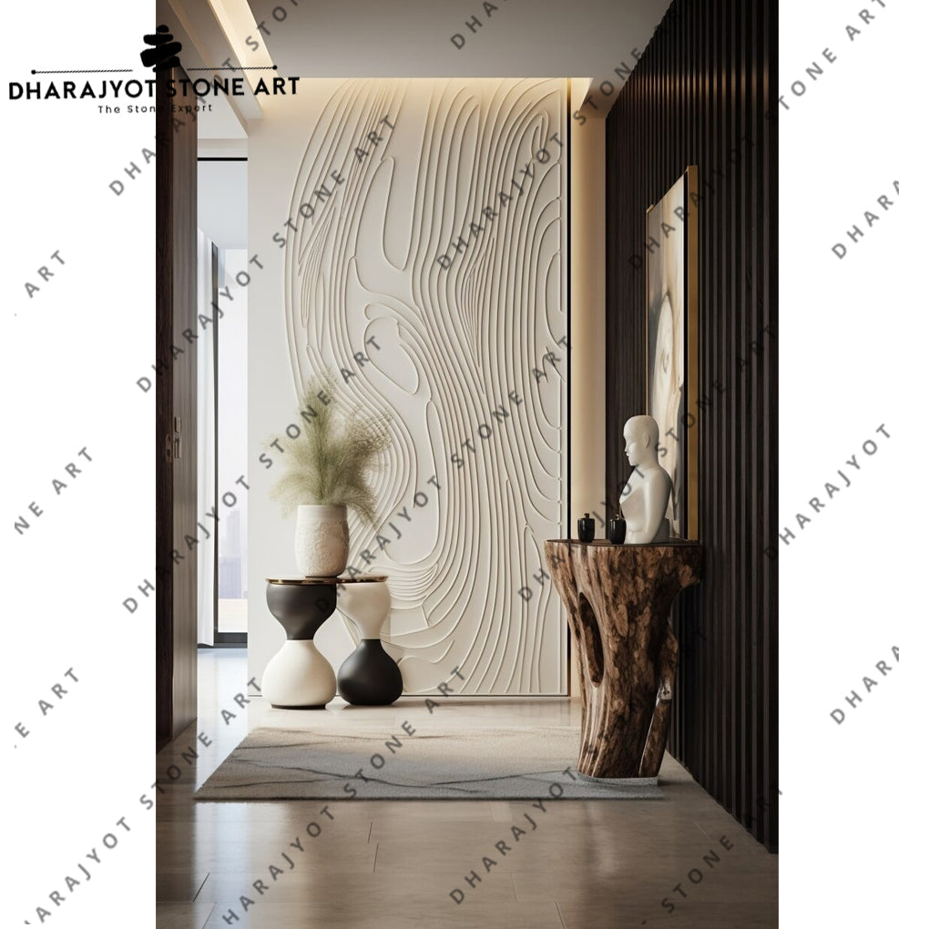 Home Decorative Custom Luxury White Stone Wall Panel – Dharajyot Stone Art