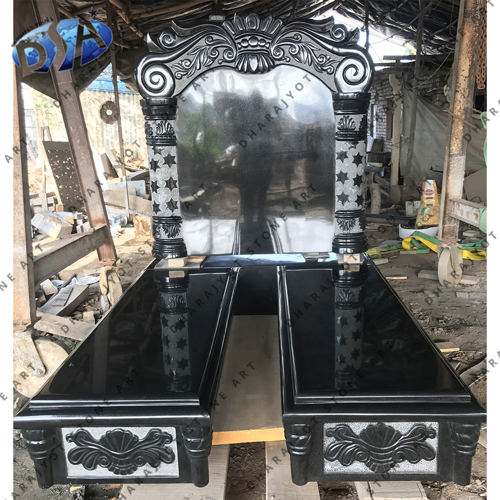 Double Ledger Black Granite Monument – Dharajyot Stone Art