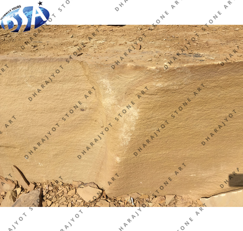 Natural Lalitpur Yellow Sandstone Block Decor – Dharajyot Stone Art